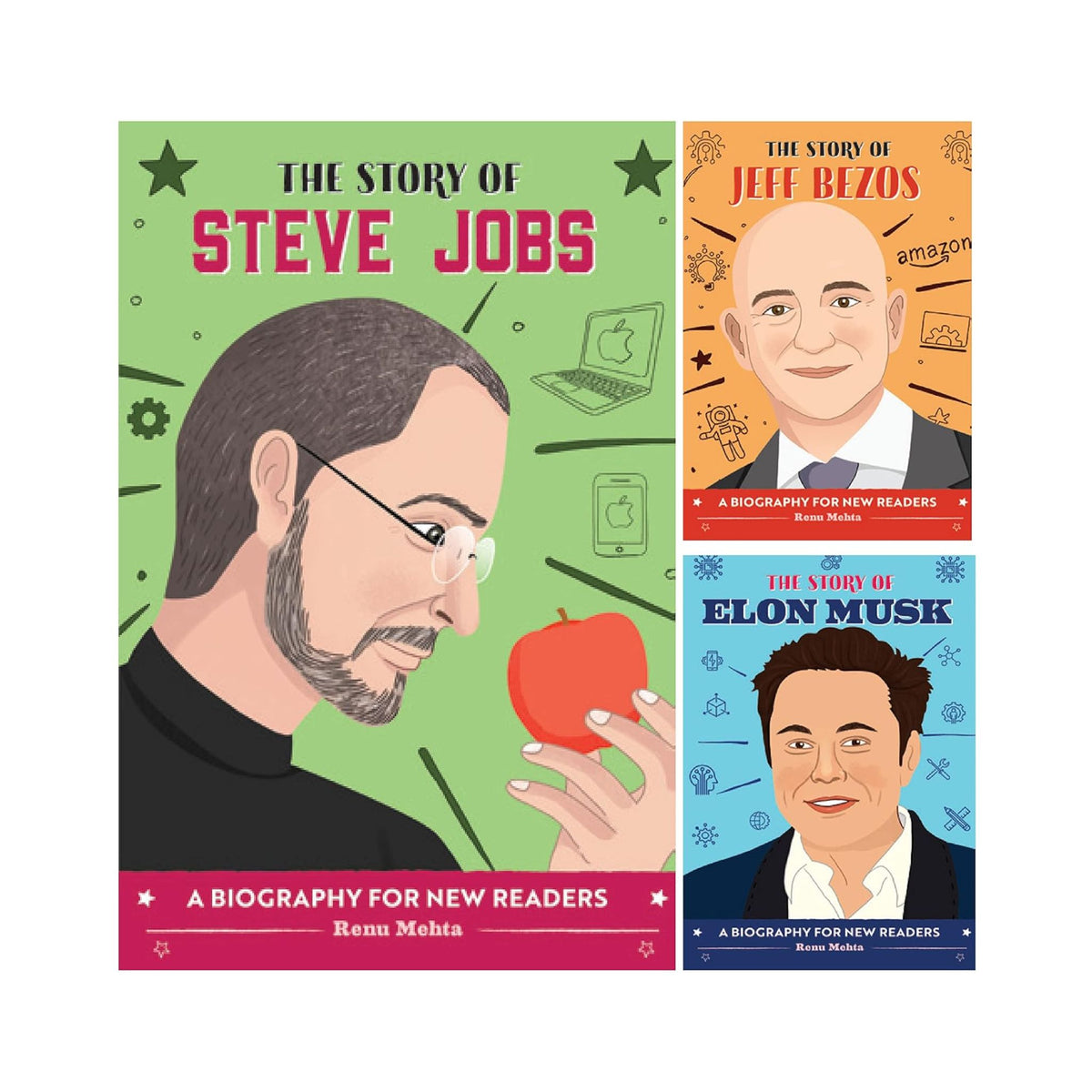 Biographies of Elon Musk, Jeff Bezos and Steve Jobs ( Set of 3 Books ...